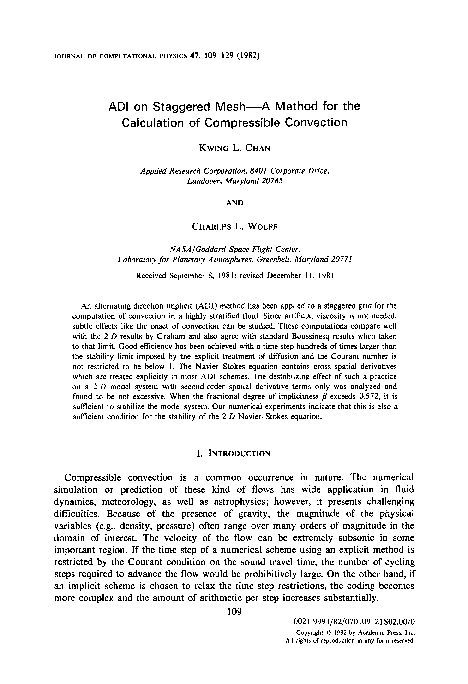(PDF) ADI on staggered mesh—A method for the calculation of compressible convection