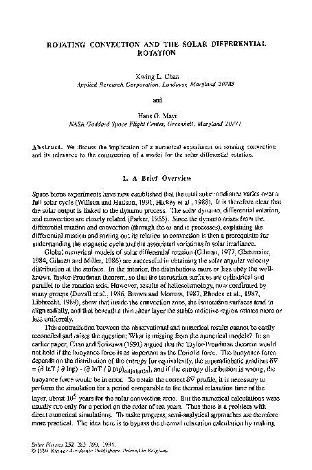 (PDF) Rotating convection and the solar differential rotation