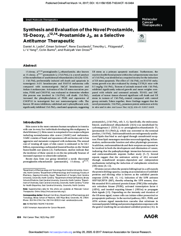 (PDF) Synthesis and Evaluation of the Novel Prostamide, 15-DEOXY, Δ12 ...