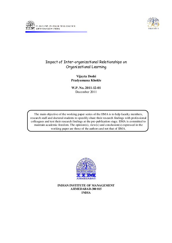 (PDF) Impact of Inter-organizational Relationships on Organizational ...