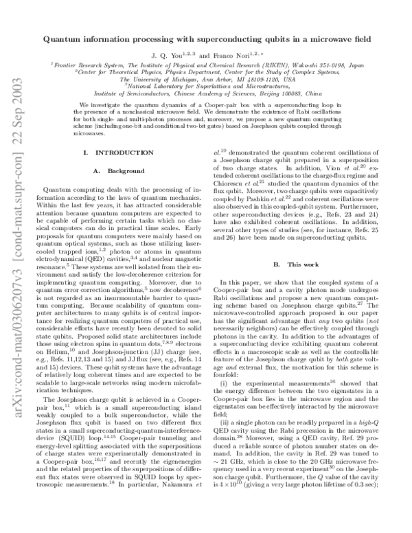 (PDF) Quantum information processing with superconducting qubits in a microwave field