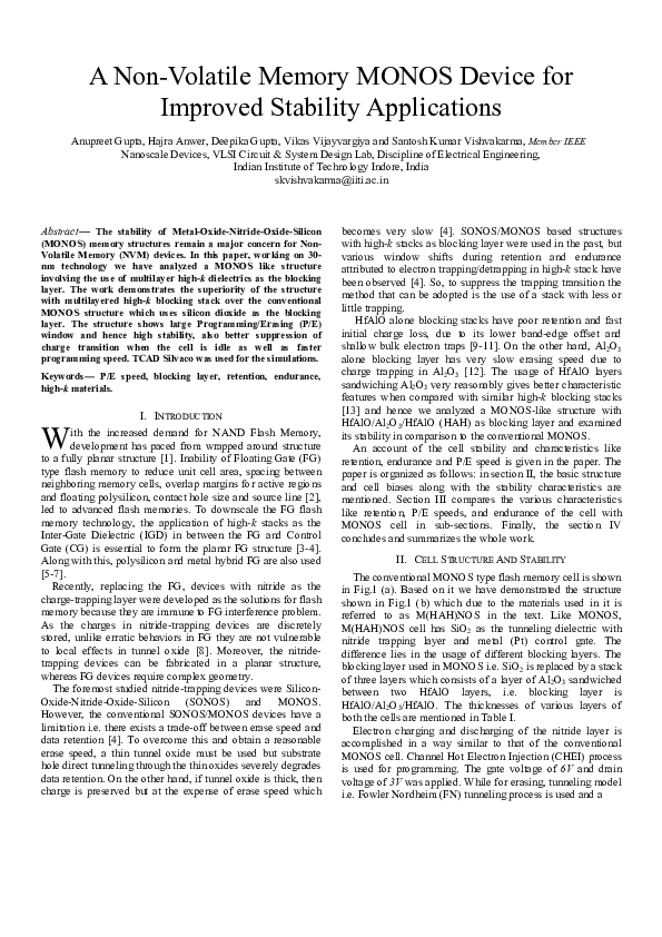 (PDF) A Non-Volatile Memory MONOS Device for Improved Stability ...