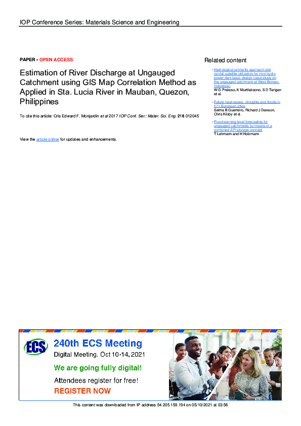 Pdf Estimation Of River Discharge At Ungauged Catchment Using Gis Map
