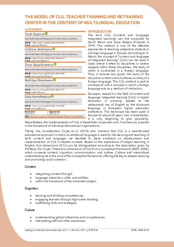 (PDF) The model of CLIL teacher training and retraining center in the content of multilingual ...