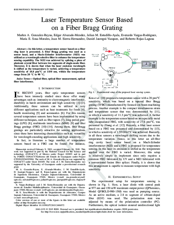 (PDF) Laser Temperature Sensor Based on a Fiber Bragg Grating