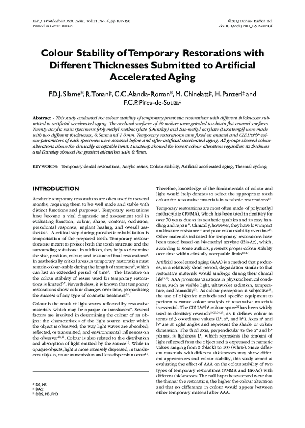 (PDF) Colour stability of temporary restorations with different ...