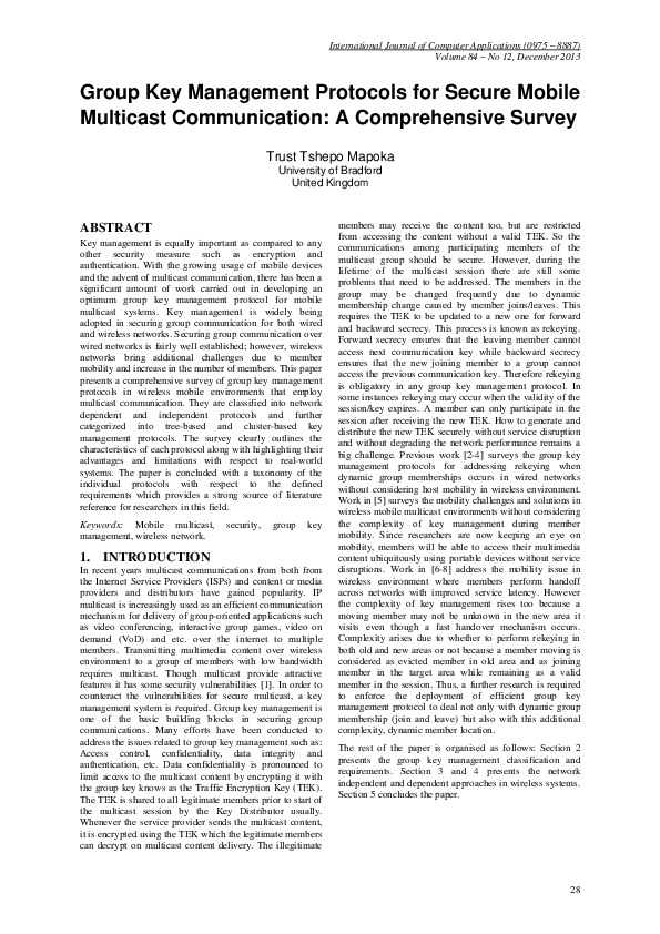 (PDF) Group Key Management Protocols for Secure Mobile Multicast ...