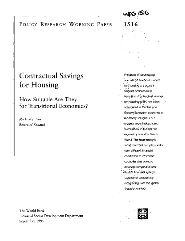 (PDF) Contractual Savings for Housing: How Suitable Are They for ...