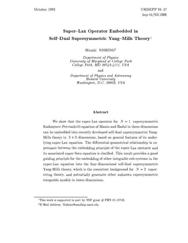 (PDF) Super-Lax Operator Embedded in Self-Dual Supersymmetric Yang ...