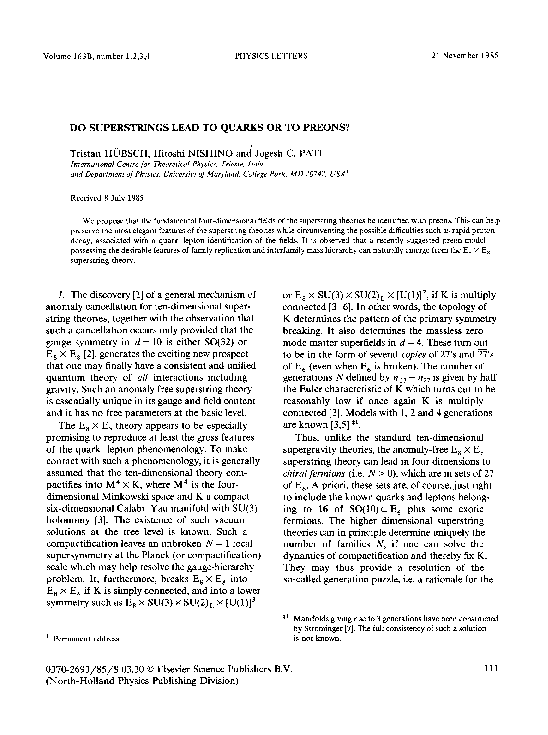 (PDF) Do superstrings lead to quarks or to preons?