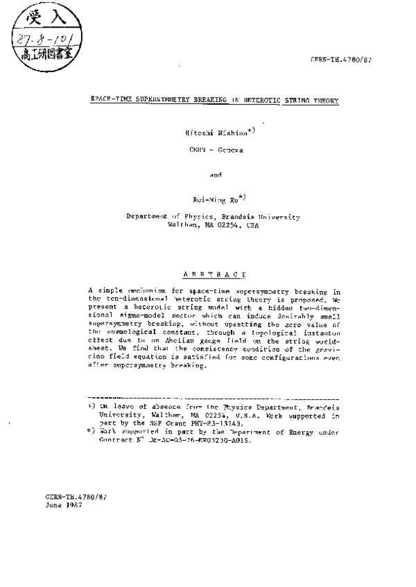 (PDF) Spacetime supersymmetry breaking in heterotic string theory