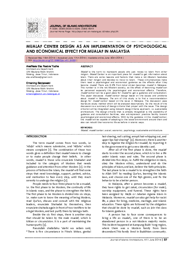 (PDF) Muallaf Center Design as an Implementation of Psycological and ...