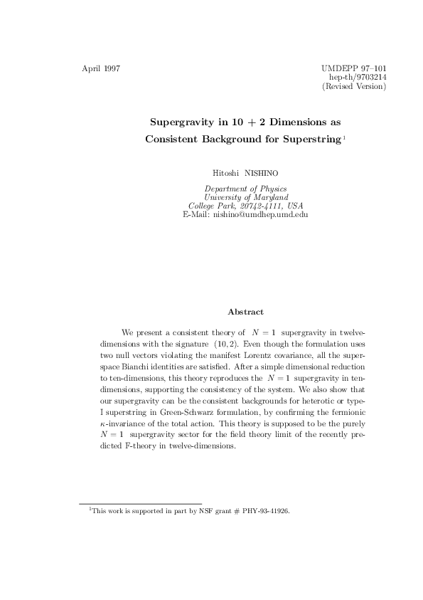 (PDF) 12D Supergravity as a String Background
