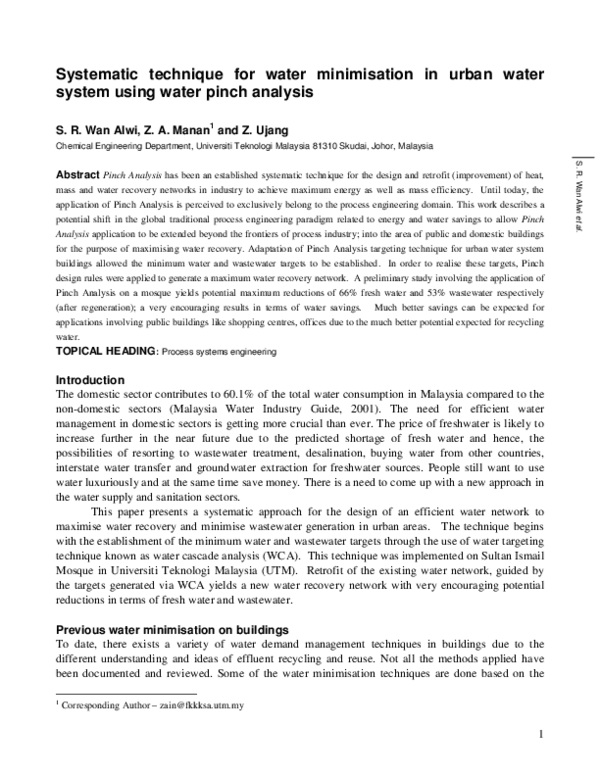 (PDF) Systematic Technique for Water Minimisation In Urban Water System ...
