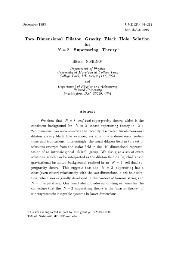 (PDF) Two-dimensional dilaton gravity black hole solution for N = 2 ...