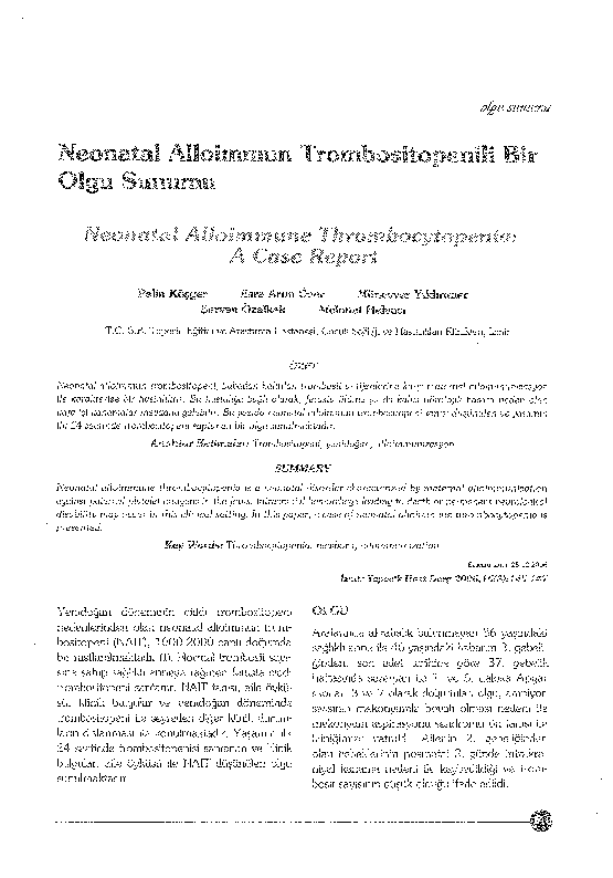 (PDF) Neonatal Alloimmune Thrombocytopenia: A Case Report