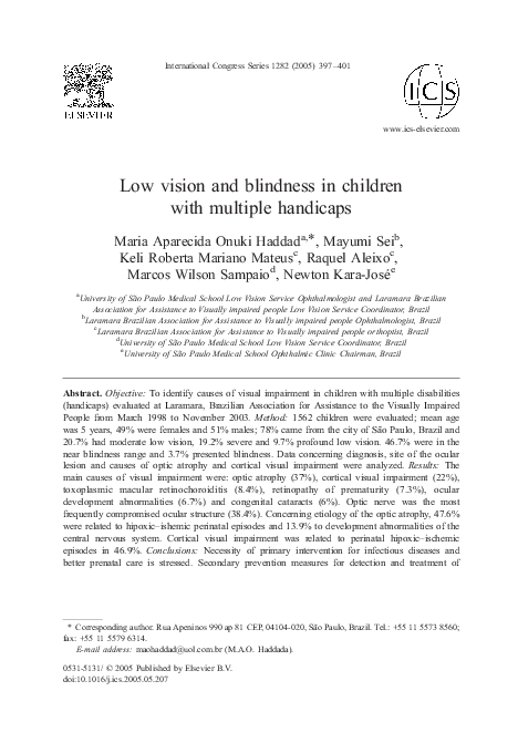 (PDF) Low vision and blindness in children with multiple handicaps
