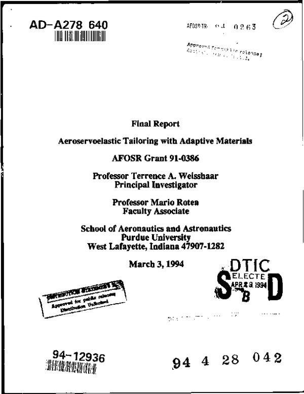 (PDF) Aeroservoelastic Tailoring with Piezoelectric Materials: Actuator ...