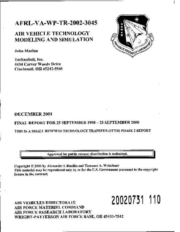 (PDF) Air Vehicle Technology Modeling and Simulation