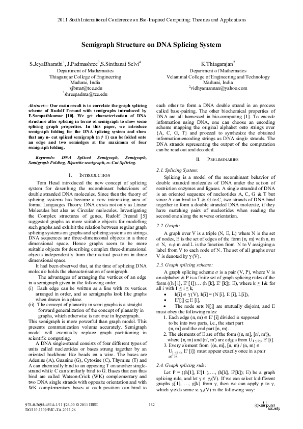 (PDF) Semigraph Structure on DNA Splicing System