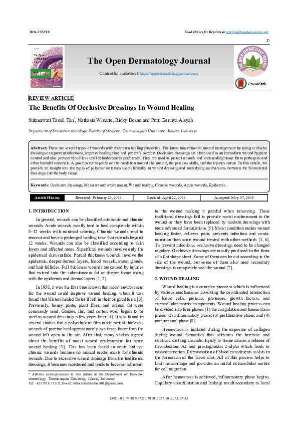 (PDF) The Benefits Of Occlusive Dressings In Wound Healing