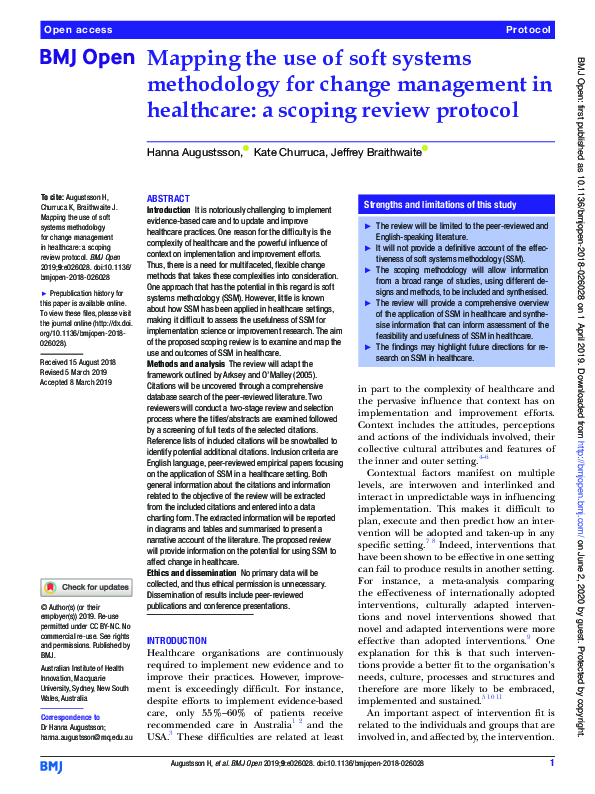 (PDF) Mapping the use of soft systems methodology for change management ...