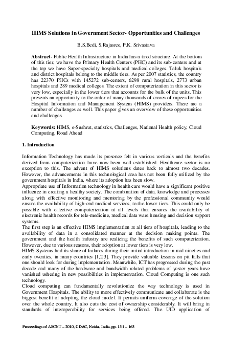 (PDF) HIMS Solutions in Government Sector-Opportunities and Challenges