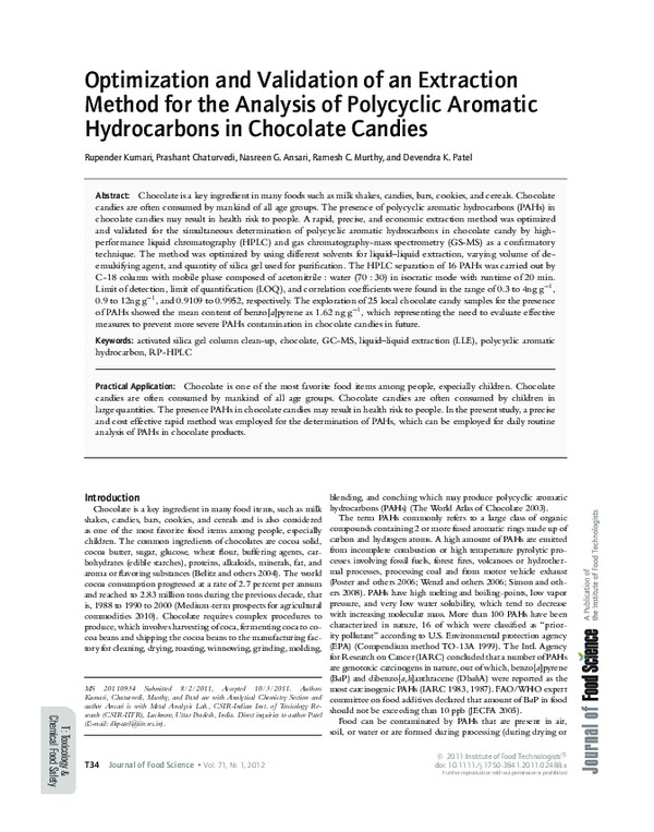 (PDF) Optimization and Validation of an Extraction Method for the Analysis of Polycyclic ...