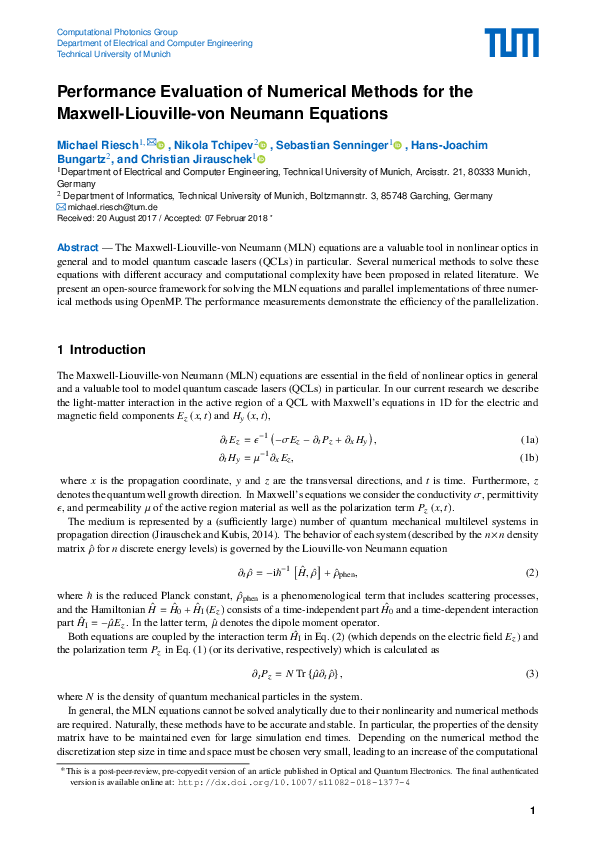 (PDF) Performance evaluation of numerical methods for the Maxwell ...