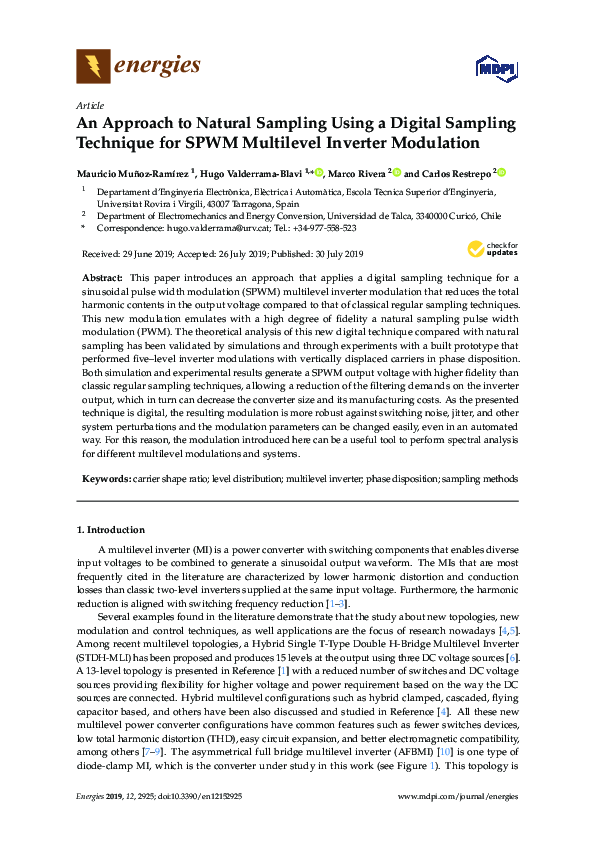 (PDF) An Approach to Natural Sampling Using a Digital Sampling Technique for SPWM Multilevel ...