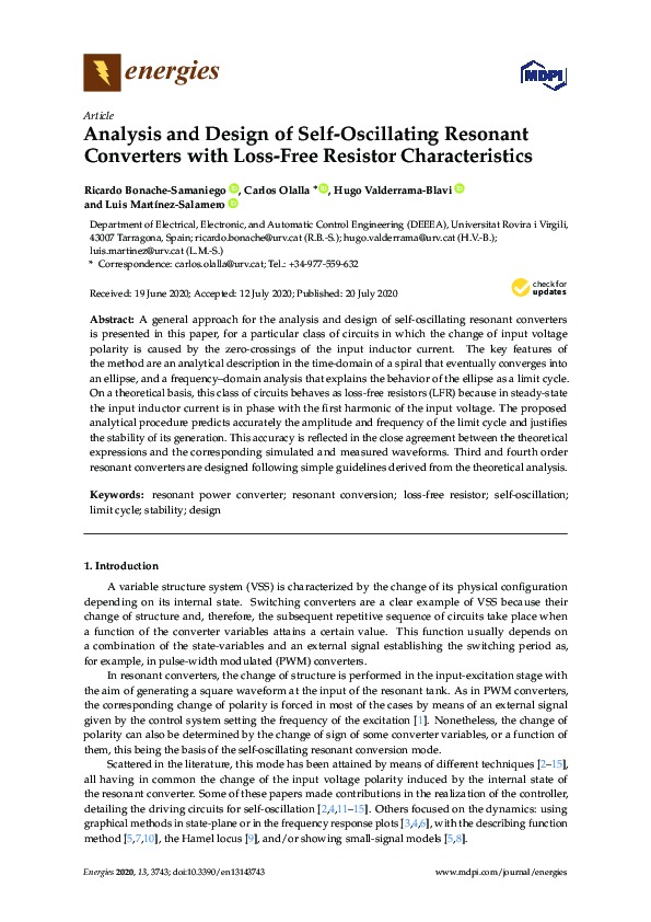 (PDF) Analysis and Design of Self-Oscillating Resonant Converters with ...