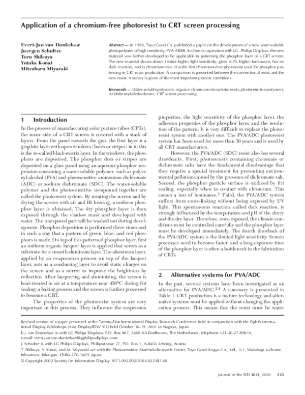 (PDF) Application of a chromium-free photoresist to CRT screen ...