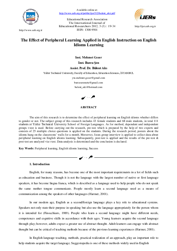 (PDF) The Effect of Peripheral Learning Applied in English Instruction ...