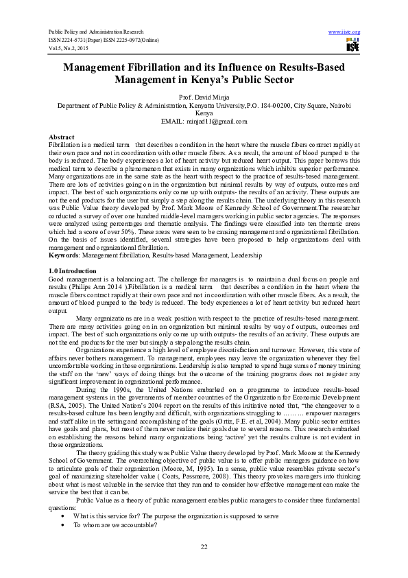 (PDF) Management Fibrillation and its Influence on Results-Based ...