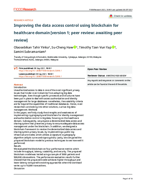 (PDF) Improving the data access control using blockchain for healthcare domain