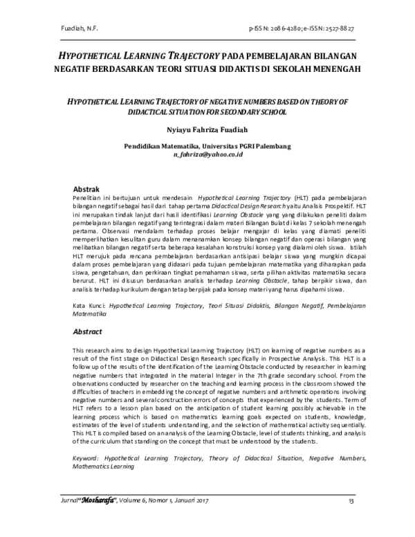 (PDF) Hypothetical Learning Trajectory Pada Pembelajaran Bilangan ...