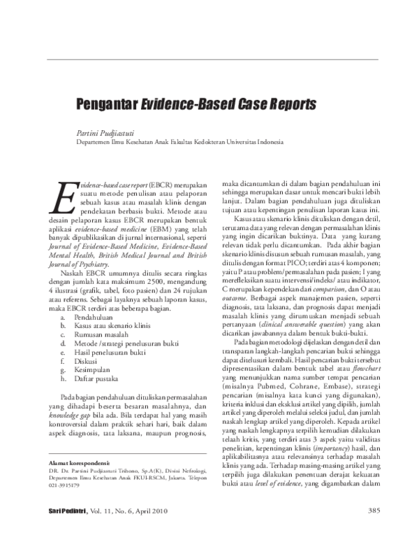 (PDF) Pengantar Evidence-Based Case Reports