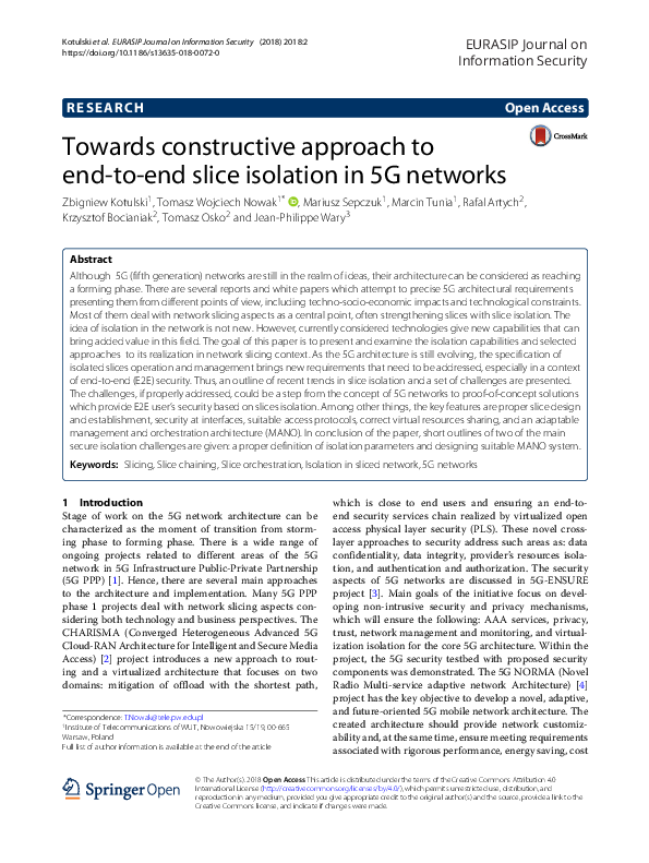 (PDF) Towards constructive approach to end-to-end slice isolation in 5G networks