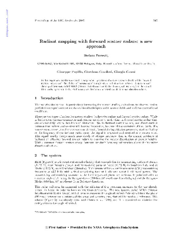 (PDF) Radiant mapping with forward scatter radars: a new approach