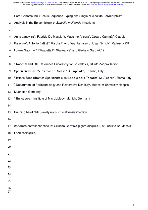 (PDF) Core Genome Multilocus Sequence Typing and Single Nucleotide Polymorphism Analysis in the ...