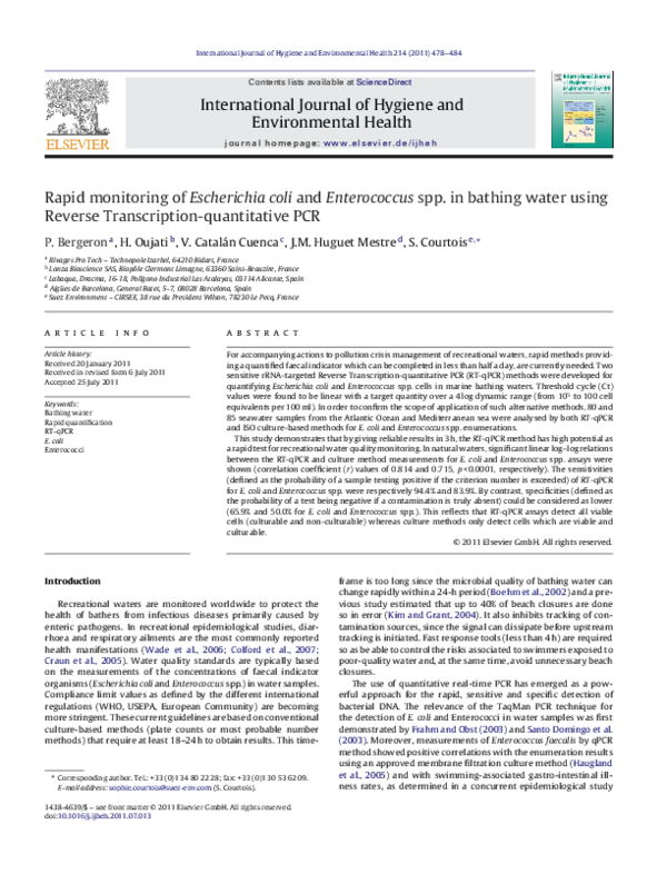 (PDF) Rapid monitoring of Escherichia coli and Enterococcus spp. in ...