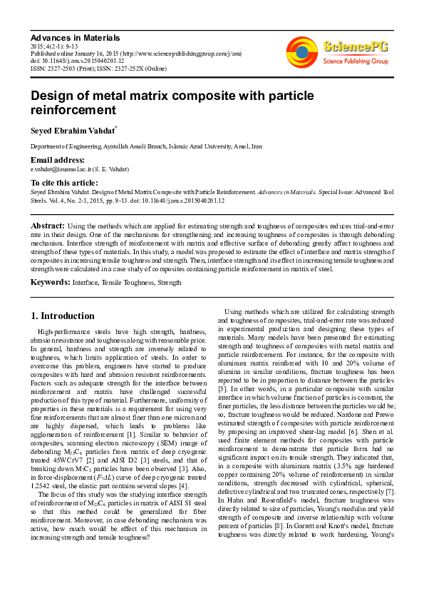 (PDF) Design of Metal Matrix Composite with Particle Reinforcement