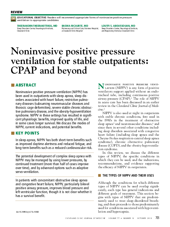 (PDF) Non-invasive positive pressure ventilation for severe thoracic trauma