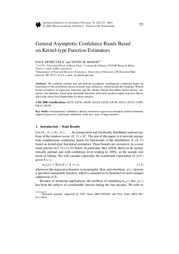 (PDF) General Asymptotic Confidence Bands Based on Kernel-type Function Estimators