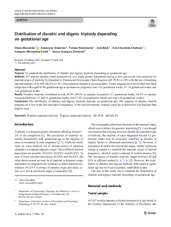 (PDF) Distribution of diandric and digynic triploidy depending on ...