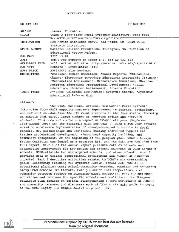 (PDF) UCAN: A Four-State Rural Systemic Initiative. Year Four Annual ...
