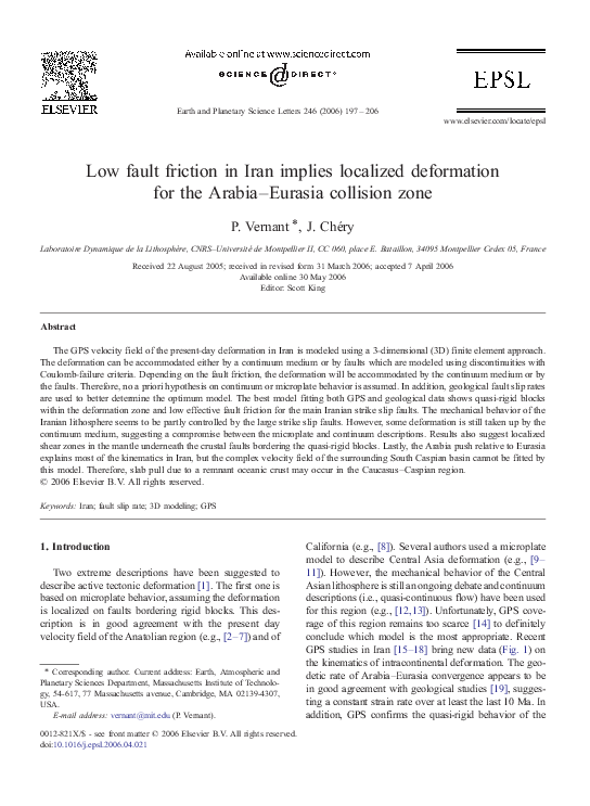 (PDF) Description of the Active Tectonic Deformation and Fault Friction ...