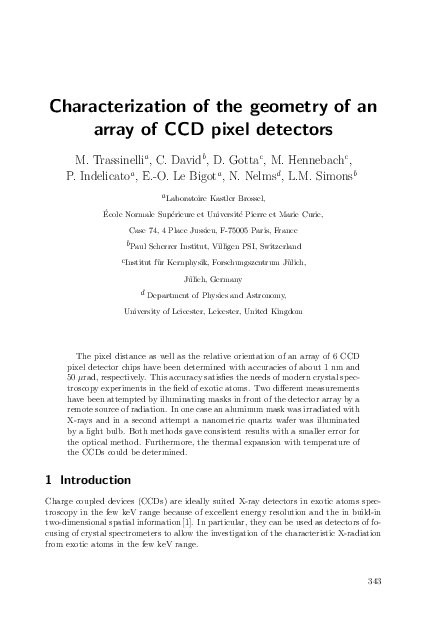 (PDF) Characterization of the geometry of an array of CCD pixel detectors