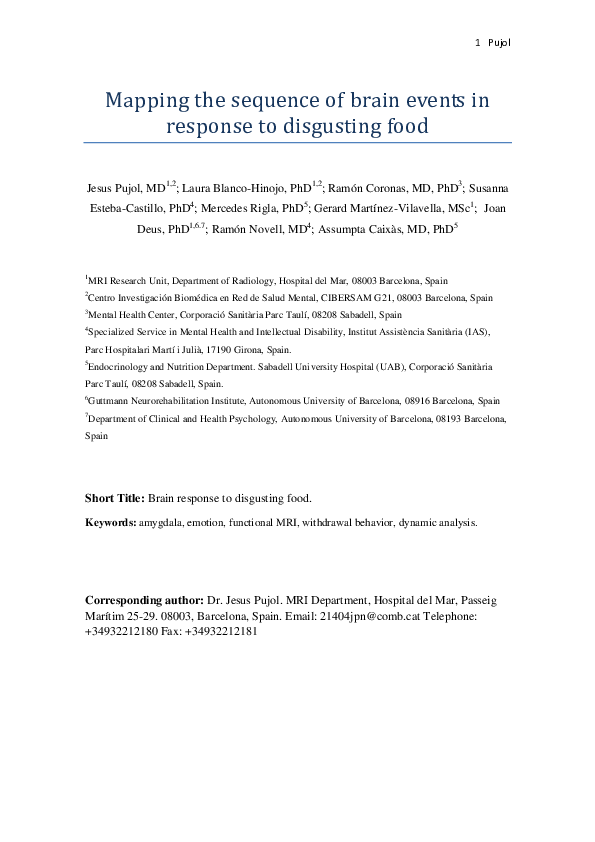 (PDF) Mapping the sequence of brain events in response to disgusting food
