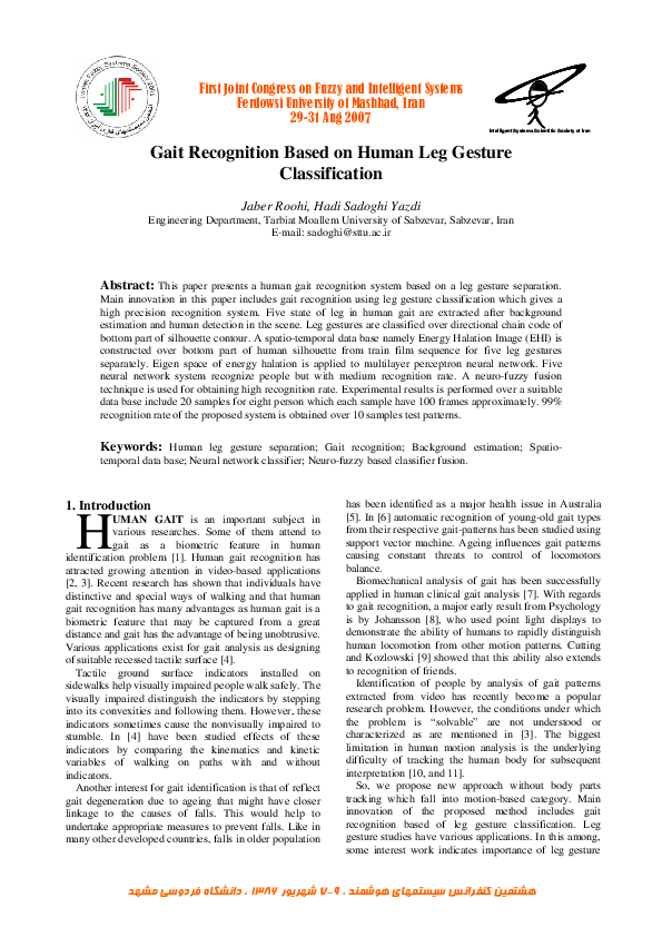 (PDF) Enhanced Gait Recognition via Leg Gesture Classification